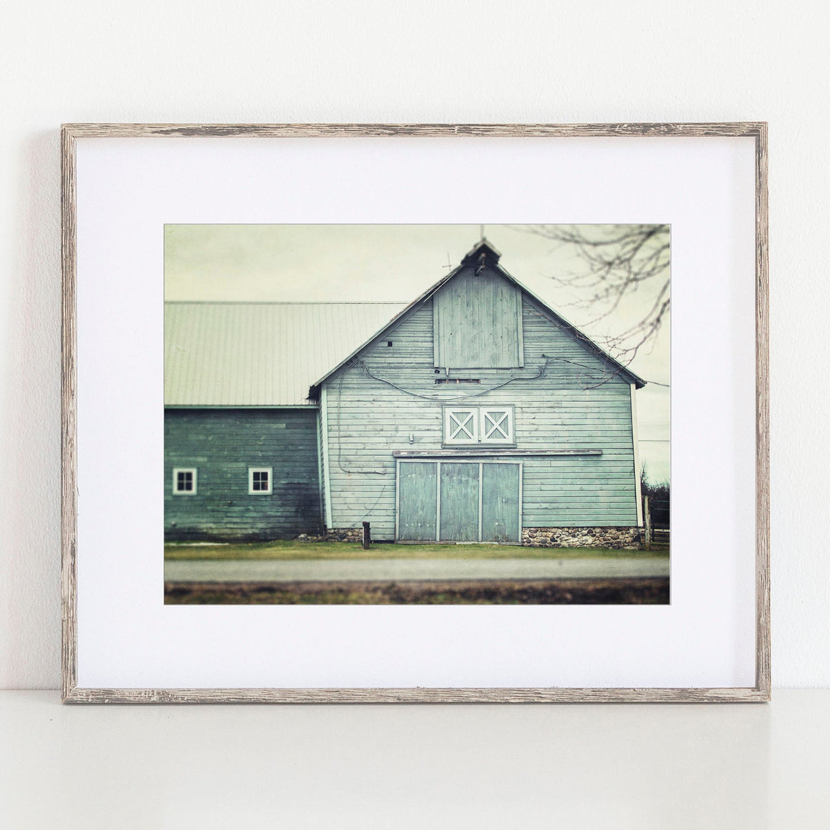 Farmhouse Wall Art - Blue Shabby Chic Barn Landscape Print - Lisa Russo ...