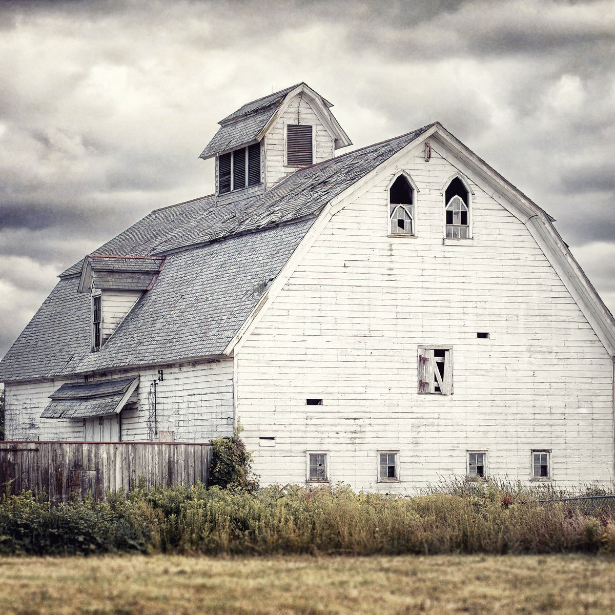 Farmhouse Wall Art - Dramatic White Barn Landscape Print - Lisa Russo ...